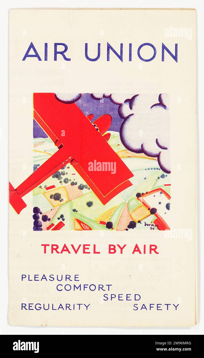 Cover design, Air Union timetable, serving London and Paris. Travel By ...