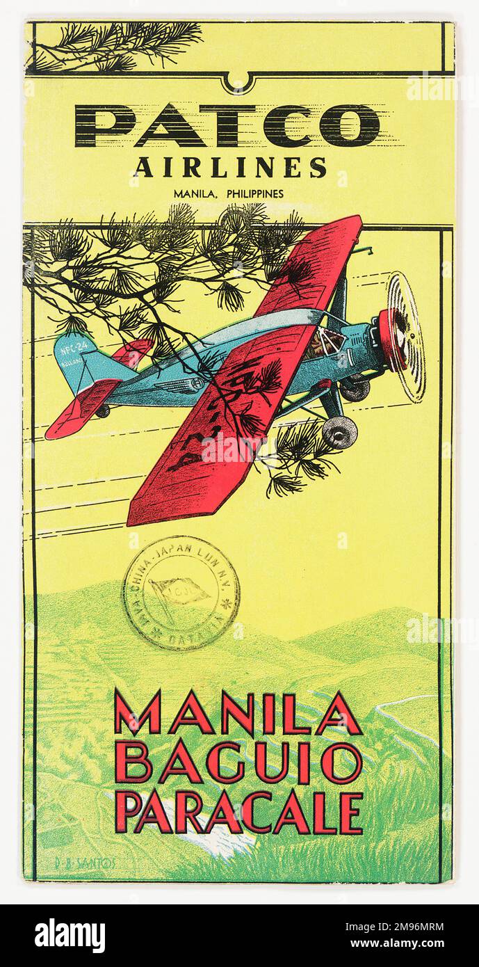 Cover design, Patco Airlines brochure and timetable, for flights to and ...