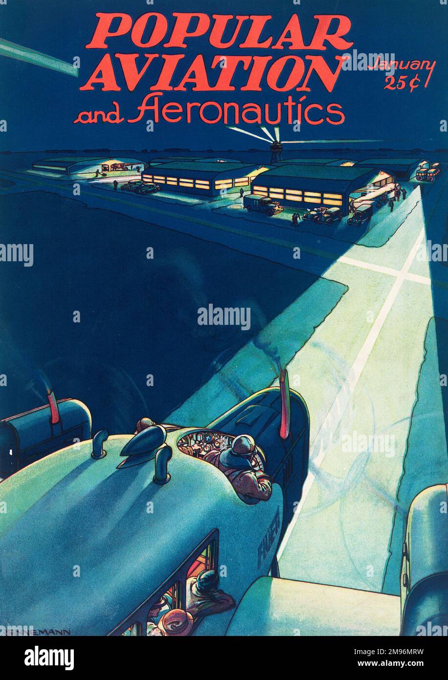 Cover design, Popular Aviation and Aeronautics Magazine, showing a ...