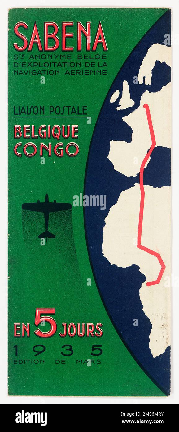Cover design, Sabena airmail service, between Belgium and the Congo in ...