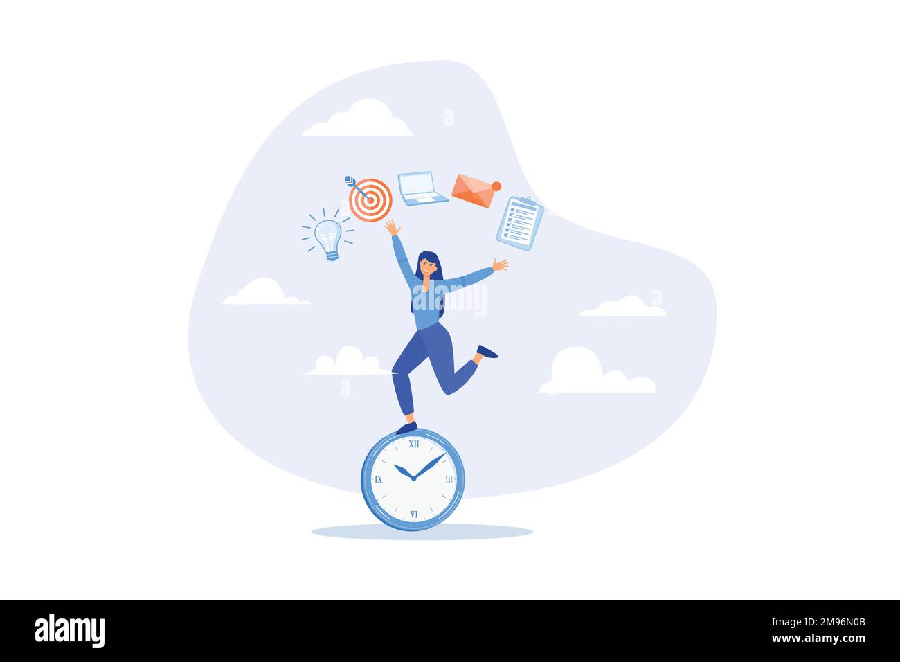 Productive woman, multitasking or time management professional ...