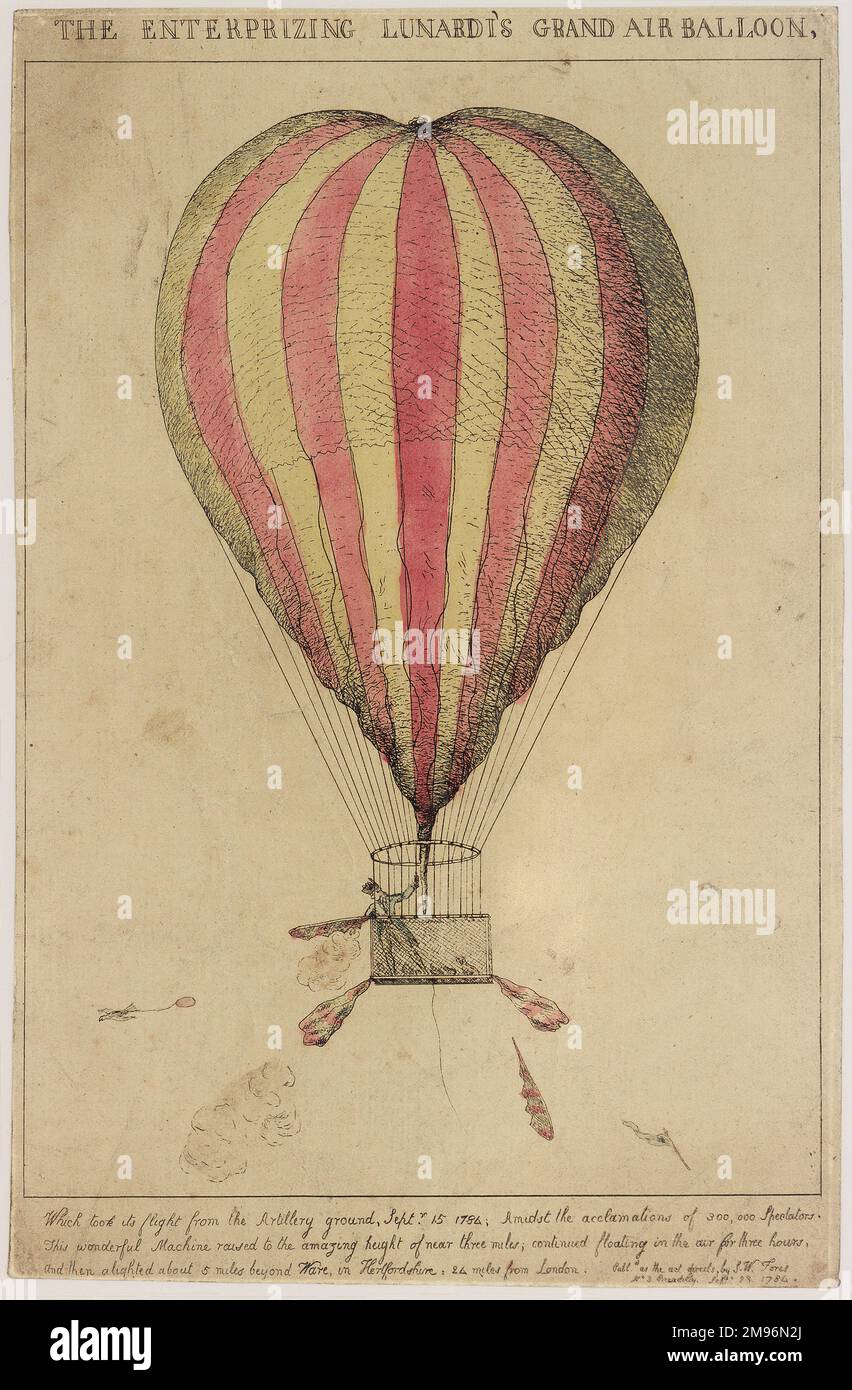 Lunardi's ascent from the Artillery Grounds in Moorfields, London. He ...