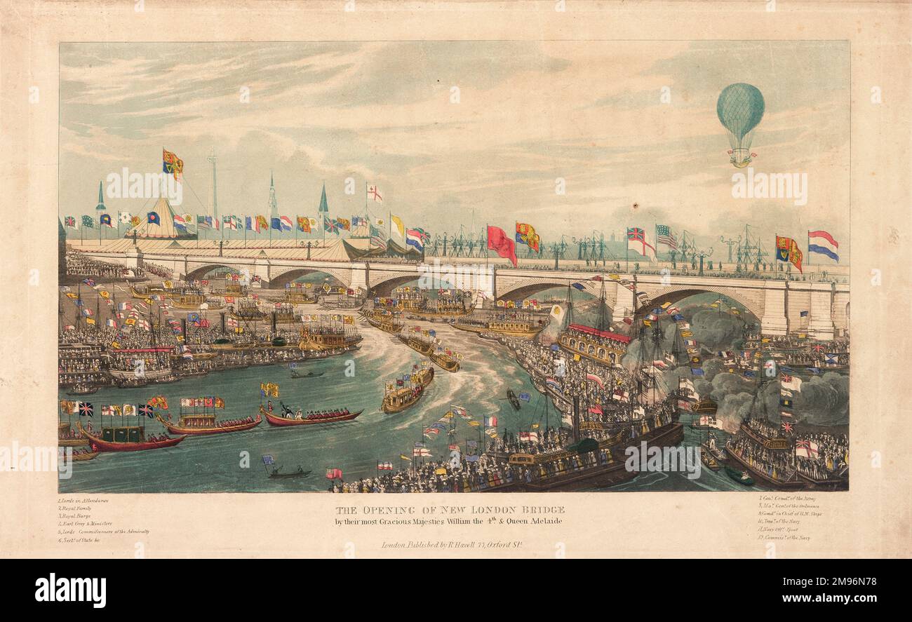 Opening of the New London Bridge by King William IV and Queen Adelaide ...