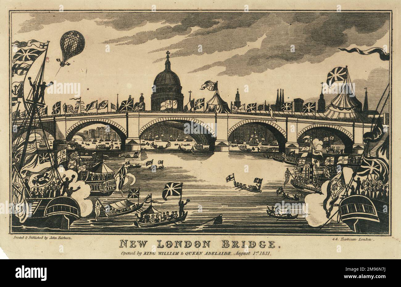 Opening of the New London Bridge by King William IV and Queen Adelaide ...