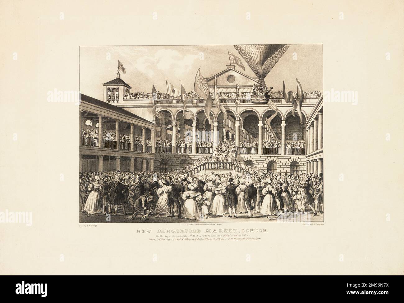 Crowds of people at the opening of New Hungerford Market, London, with ...