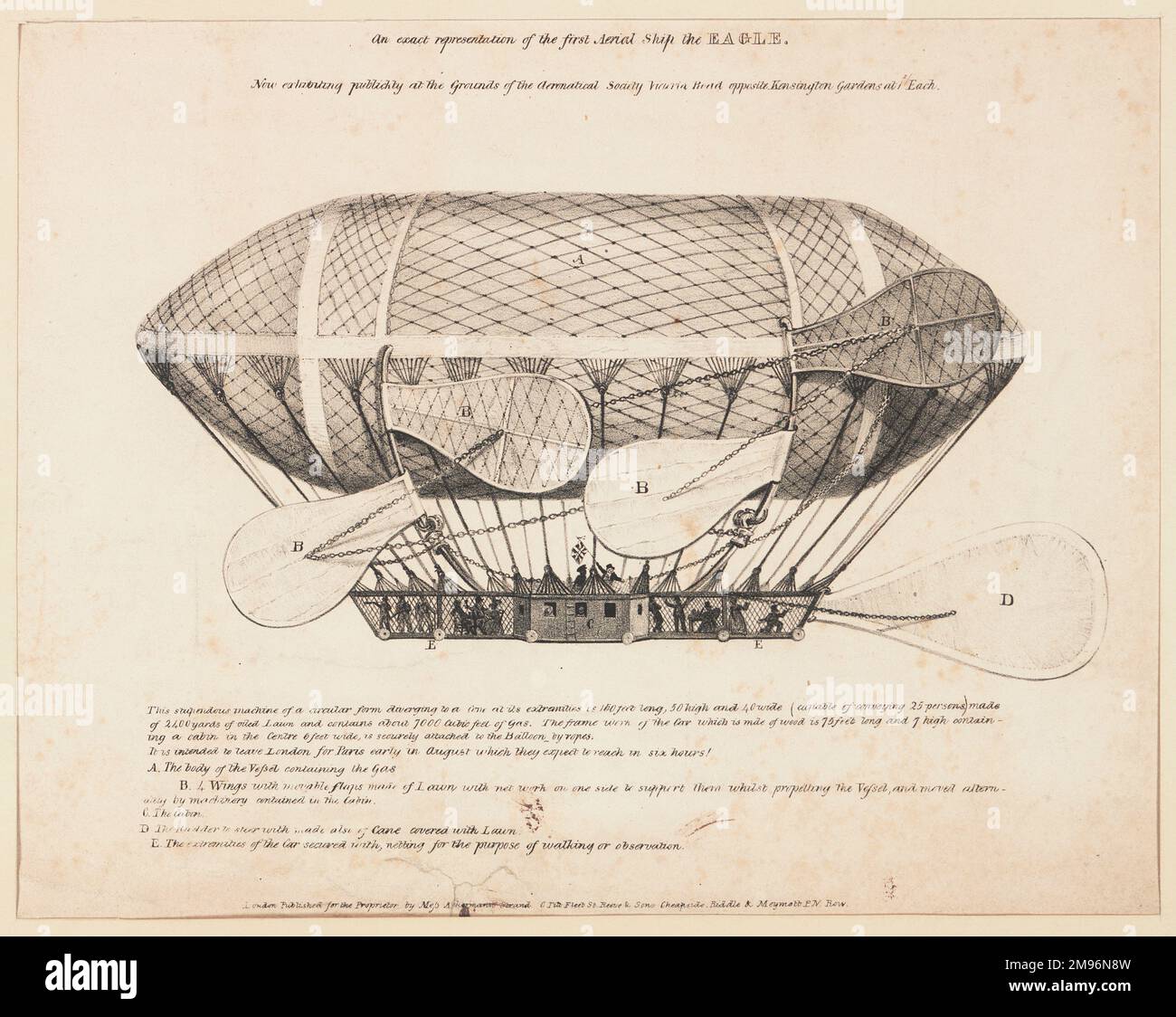 Engineering drawing of an airship, on display to the public at the ...