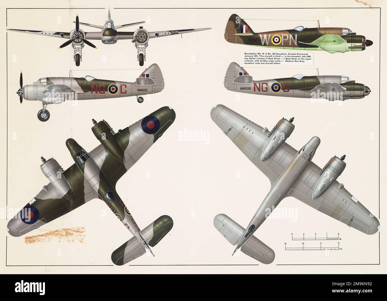 Bristol Beaufighter Mk.1F MM856 aeroplane in camouflage colours Stock ...