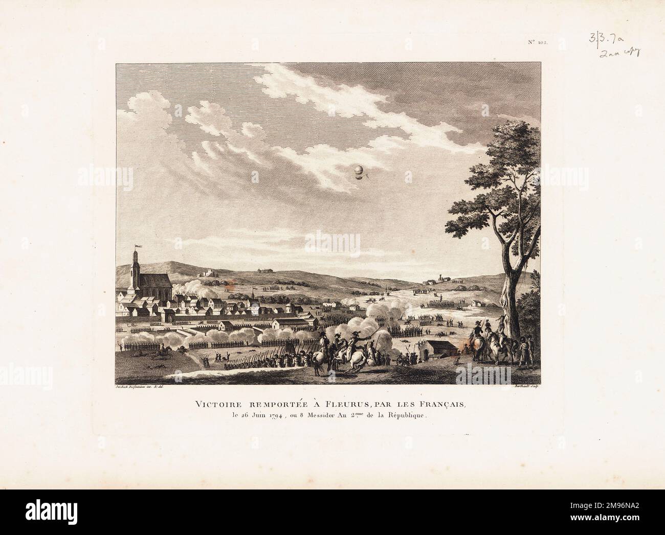 The Battle of Fleurus, won by the French Army, with the first military ...
