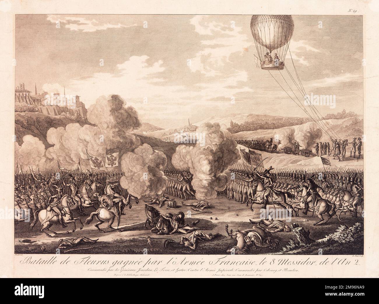 The Battle of Fleurus, won by the French Army, with the first military ...