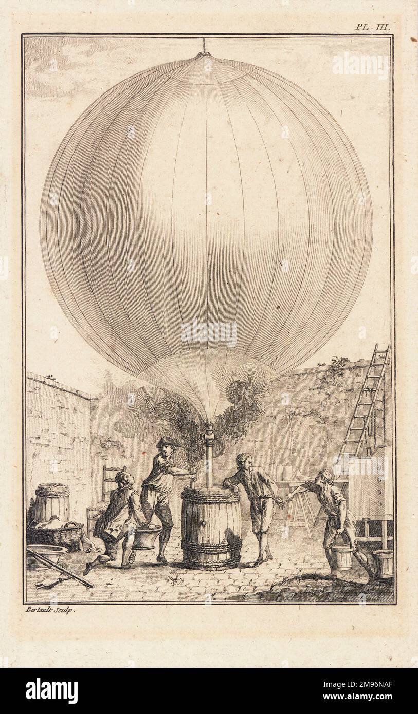 Balloon in a yard, being filled with gas from a barrel in preparation ...