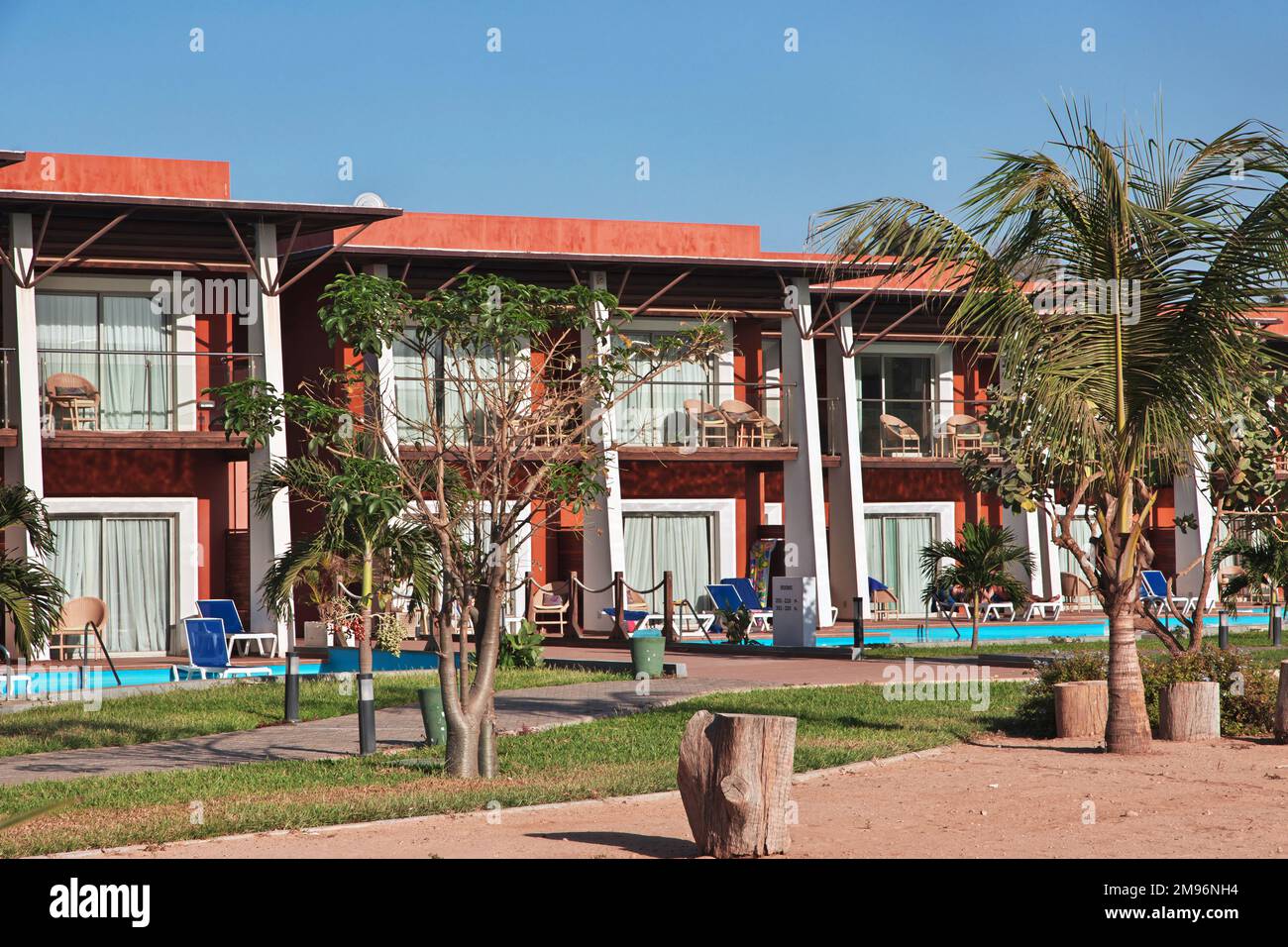 Hotel on the coast of Atlantic ocean in Serekunda area, Gambia, West ...