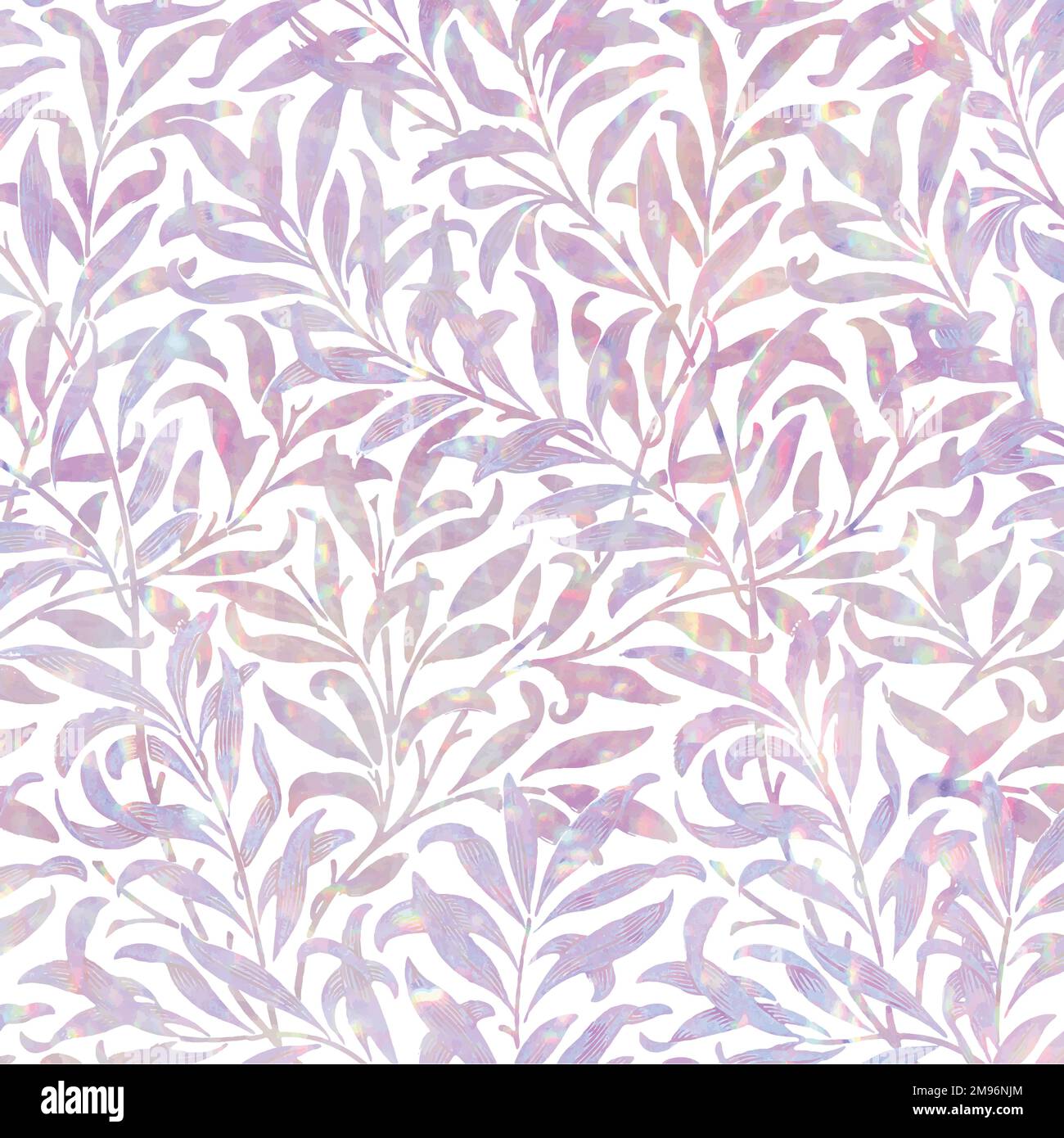 Vintage leaf holographic vector pattern remix from artwork by William ...