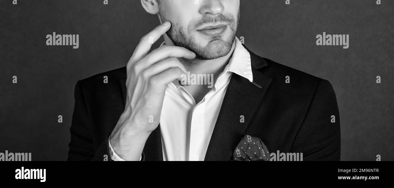 Charismatic bearded businessman in Black and White Stock Photos ...