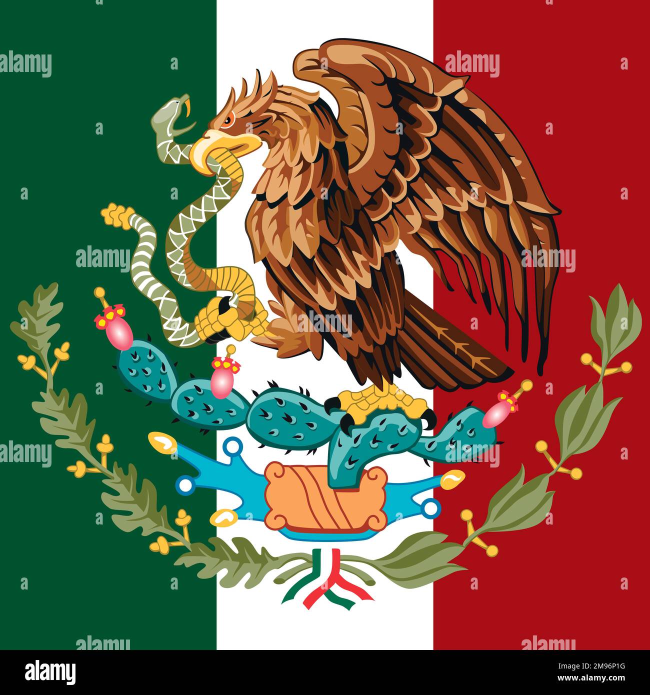 Mexico, coat of arms on the national flag, vector illustration Stock Vector Image & Art - Alamy