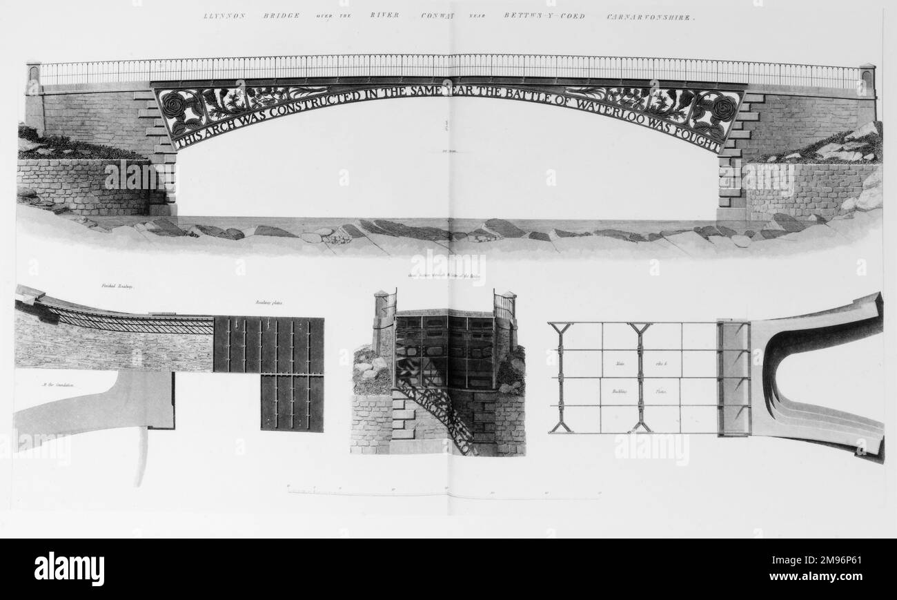 A technical drawing of the elegant and elaborate Llynnon bridge that ...