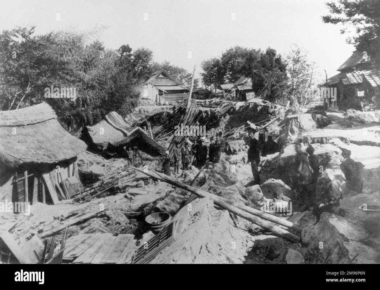 The embankment of the Biwajima river after the 1891 Mino-Owari ...