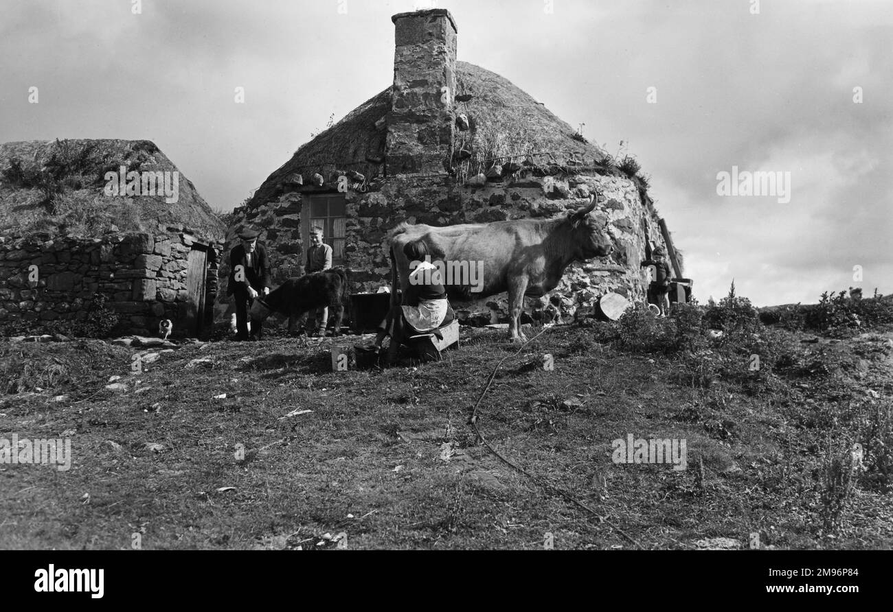 A cottage on the island of Benbecula, Outer Hebrides, northern Scotland ...