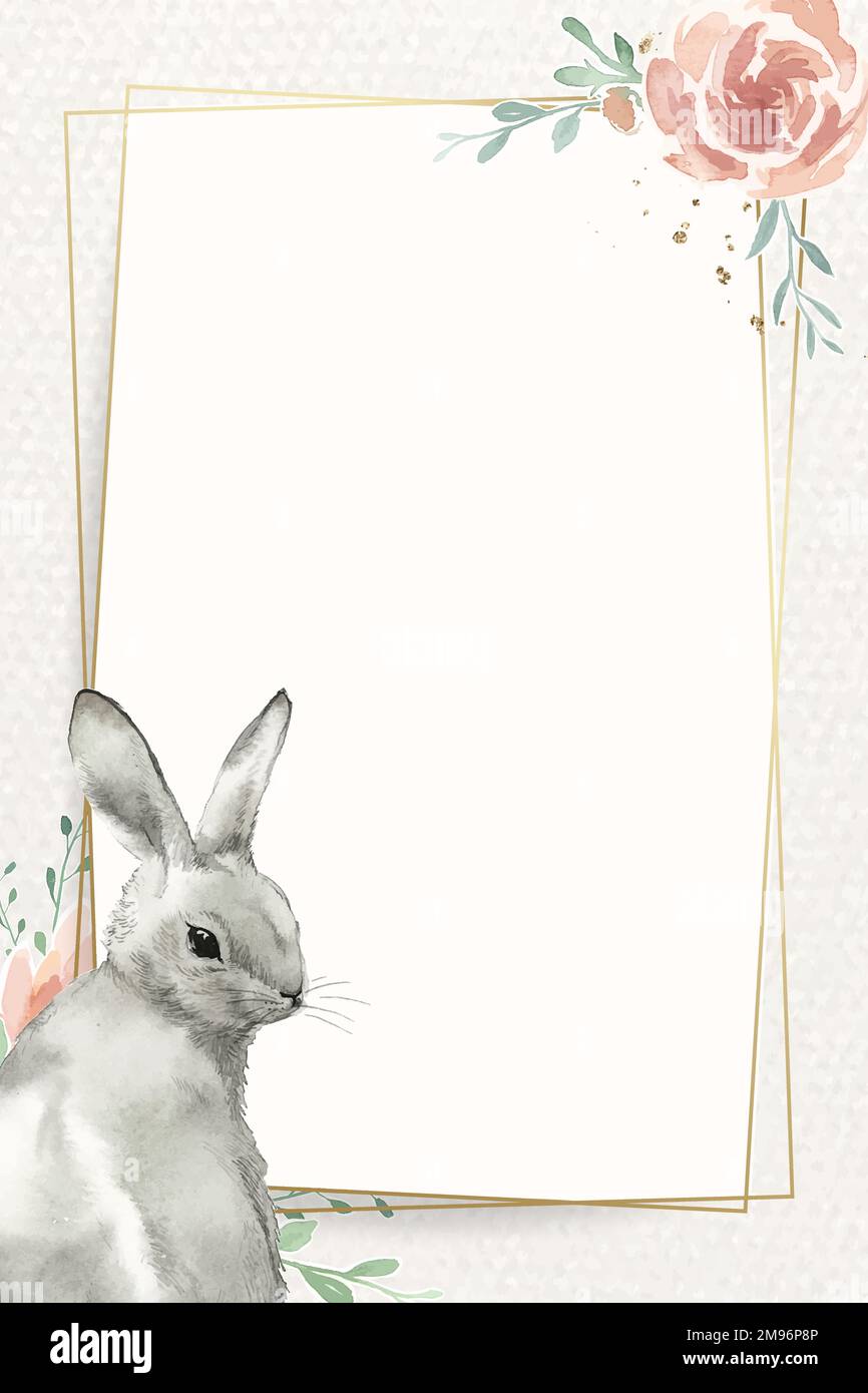Bunny and flower Easter frame vector Stock Vector Image & Art - Alamy