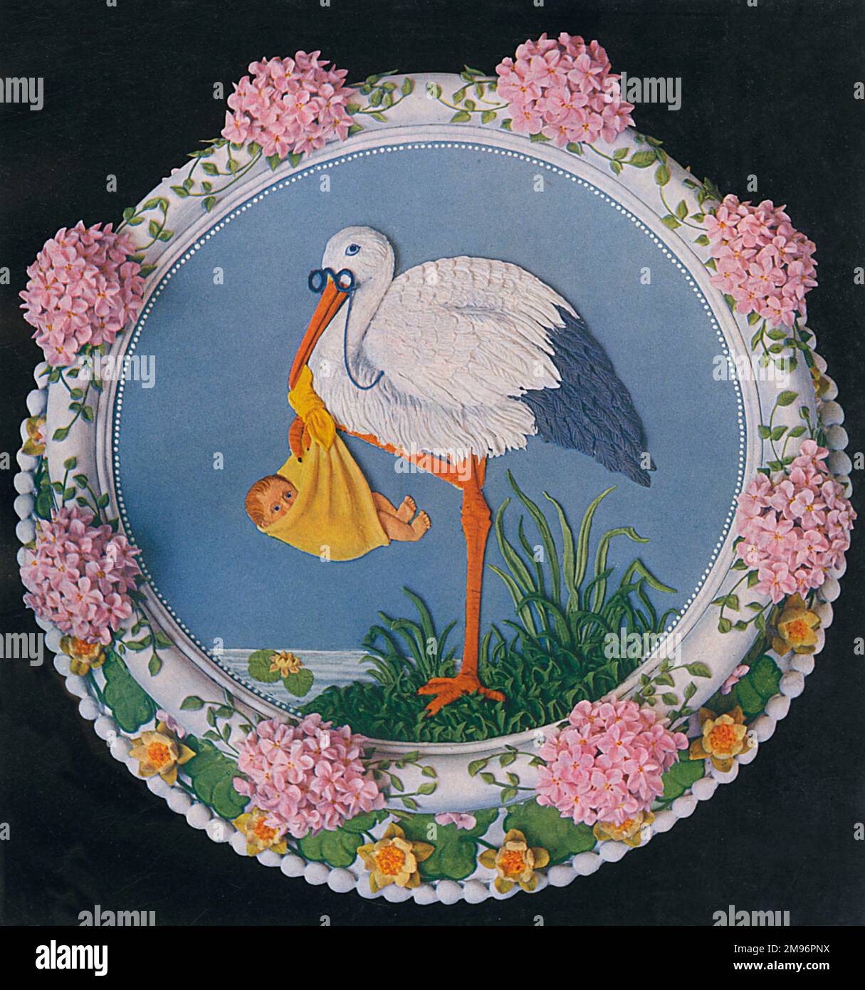 Decorative Stork Christening Cake Stock Photo - Alamy