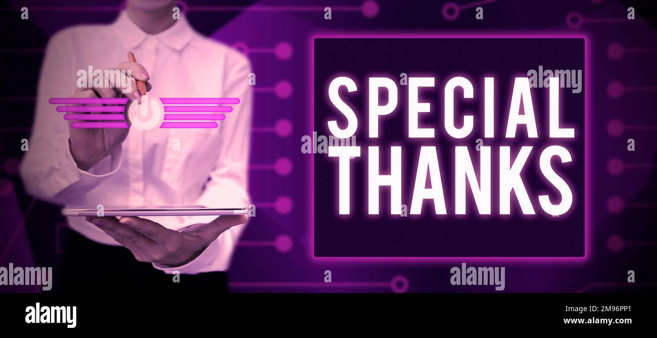 Conceptual display Special Thanks. Word Written on expression of appreciation or gratitude or an ...