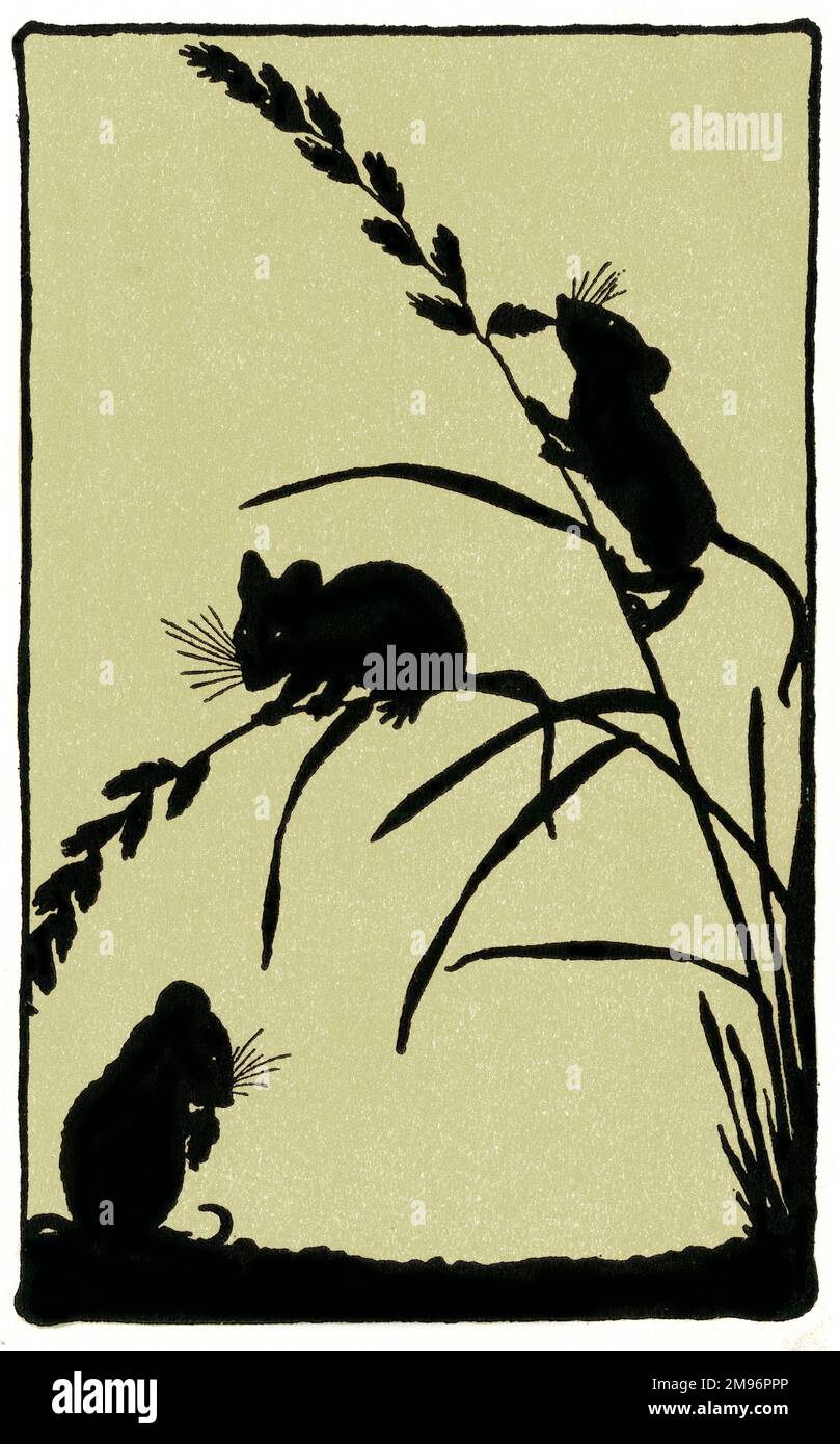 Silhouette of field mice and corn Stock Photo - Alamy