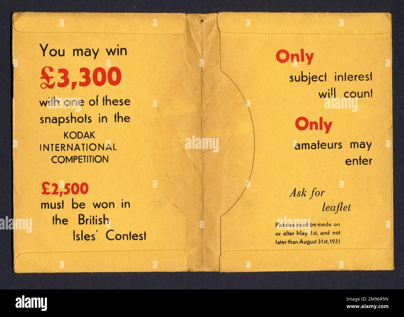 Photographic print wallet, advertising a Kodak competition Stock Photo ...