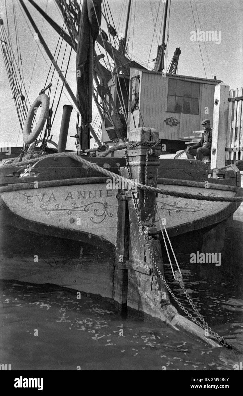 View of a boat in harbour, the Eva Annie Stock Photo - Alamy