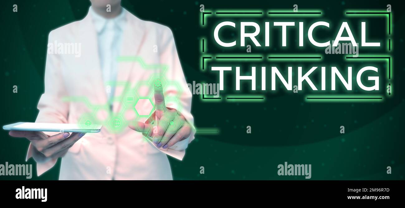 Conceptual caption Critical Thinking. Business showcase sequence of ...