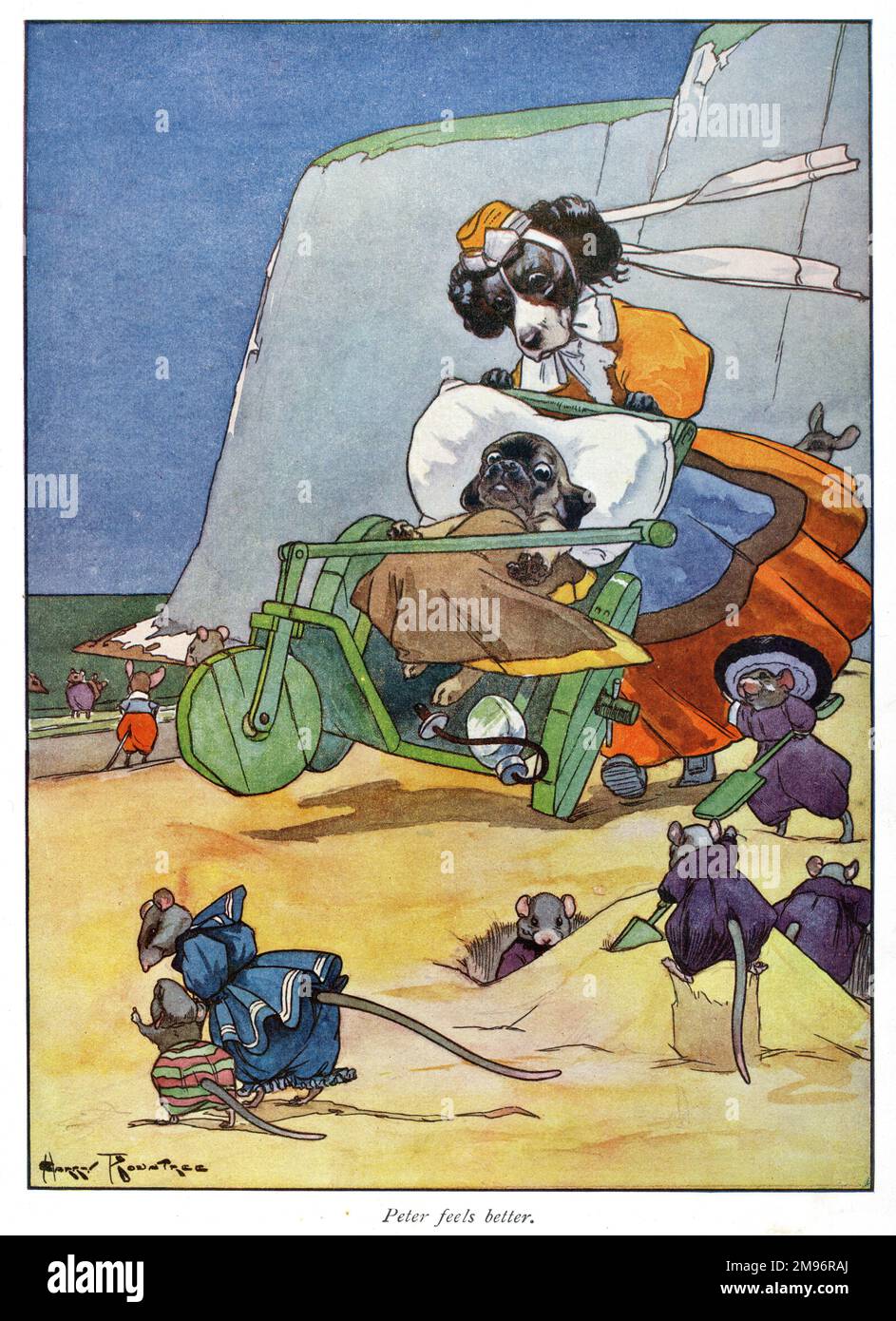 Pug Peter -- Peter feels better. Dog convalescing at the seaside in a ...