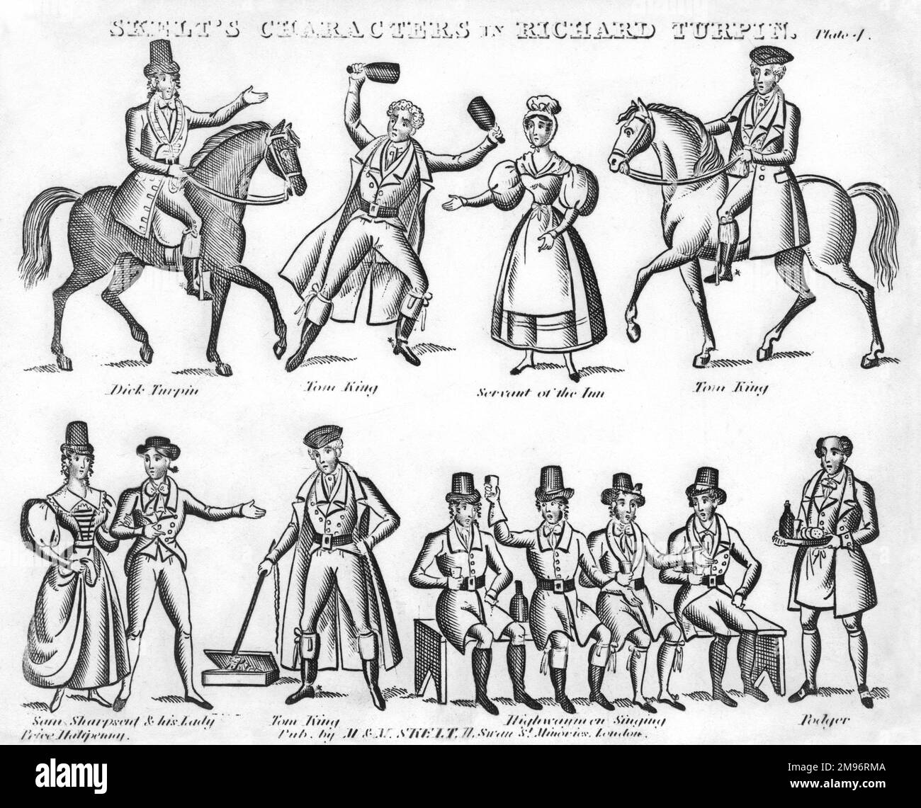 A cast of characters in the toy theatre pantomime, Richard or Dick ...