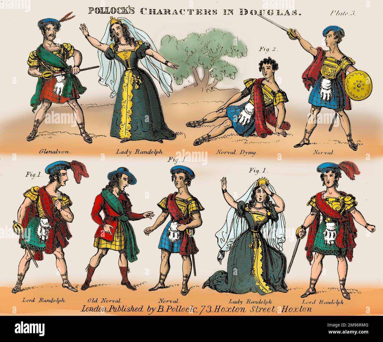 Pollock's toy theatre characters in the play Douglas, namely Glenalvon ...