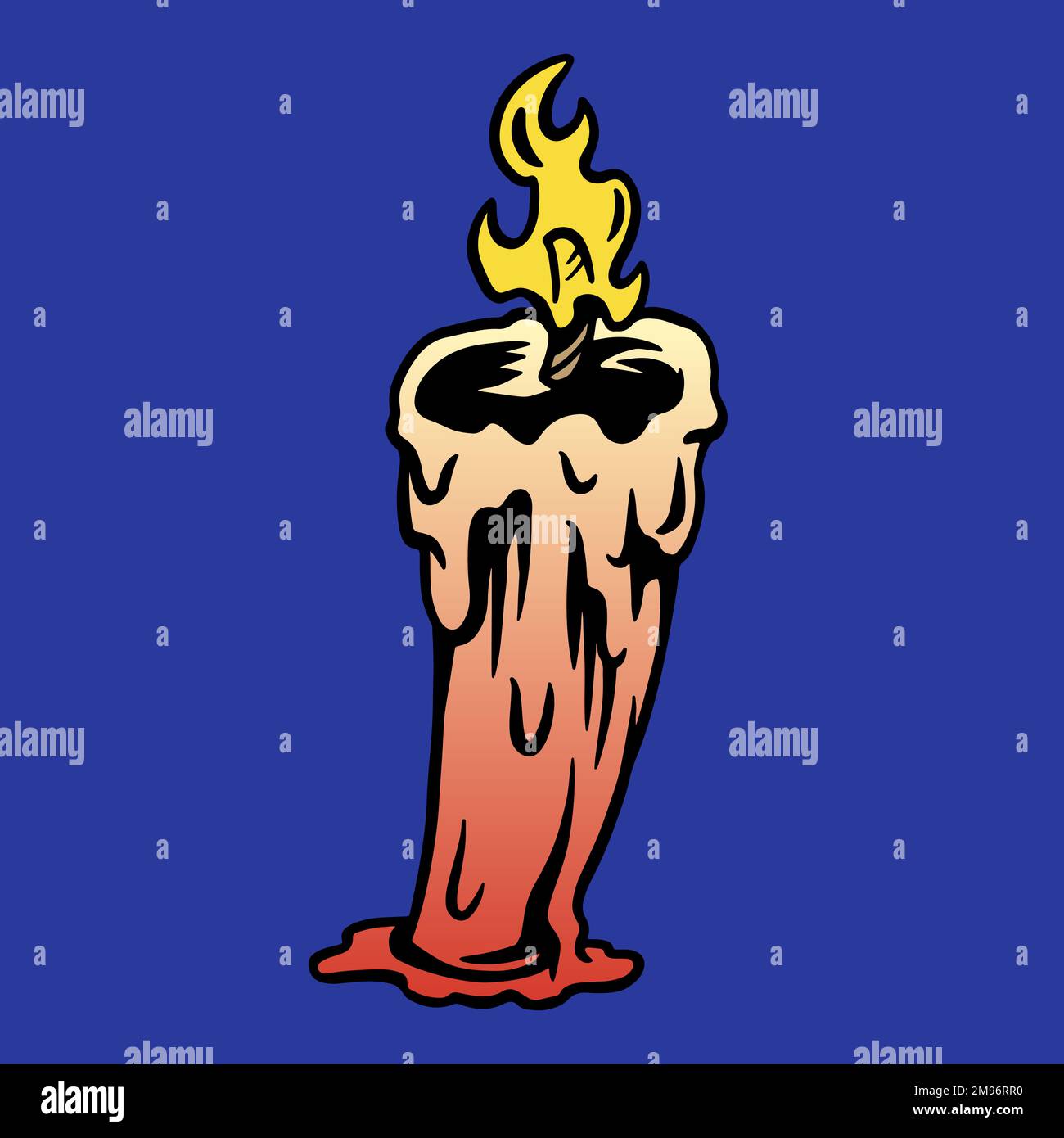 Candle outline sticker on blue background vector Stock Vector Image ...