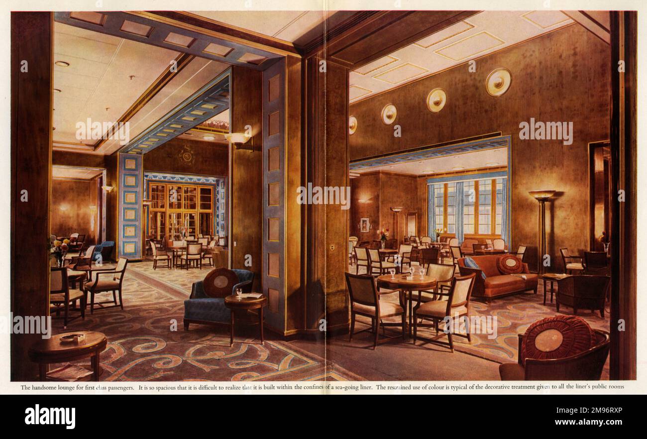 The Queen Elizabeth's first class passenger lounge Stock Photo - Alamy