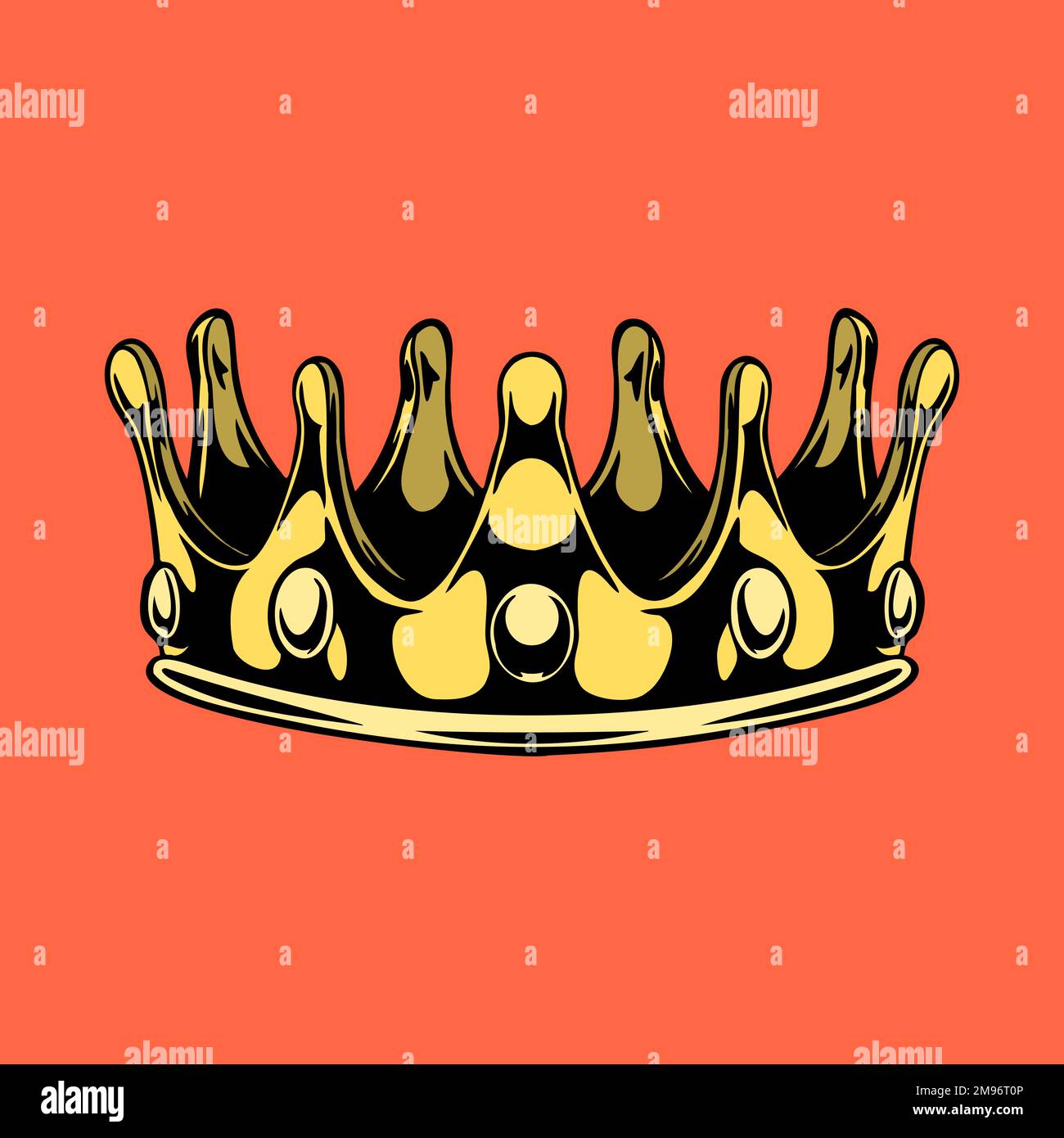 Black and yellow crown sticker with a white border Stock Vector Image ...