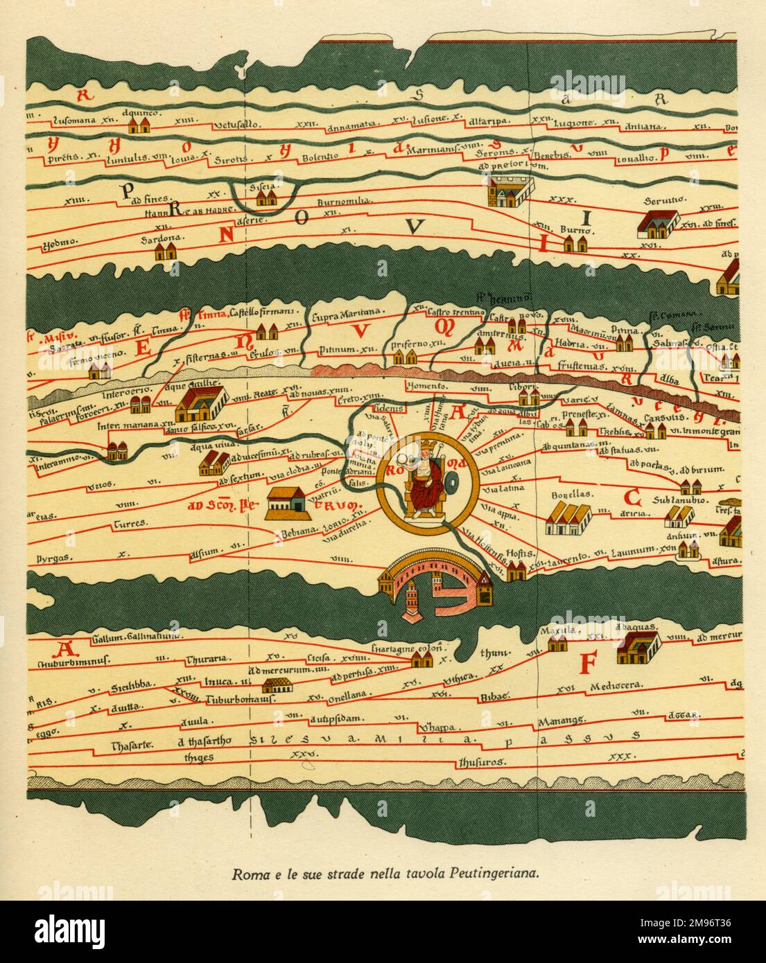 Rome and its roads from the Peutinger table, 13th century BCE Stock ...