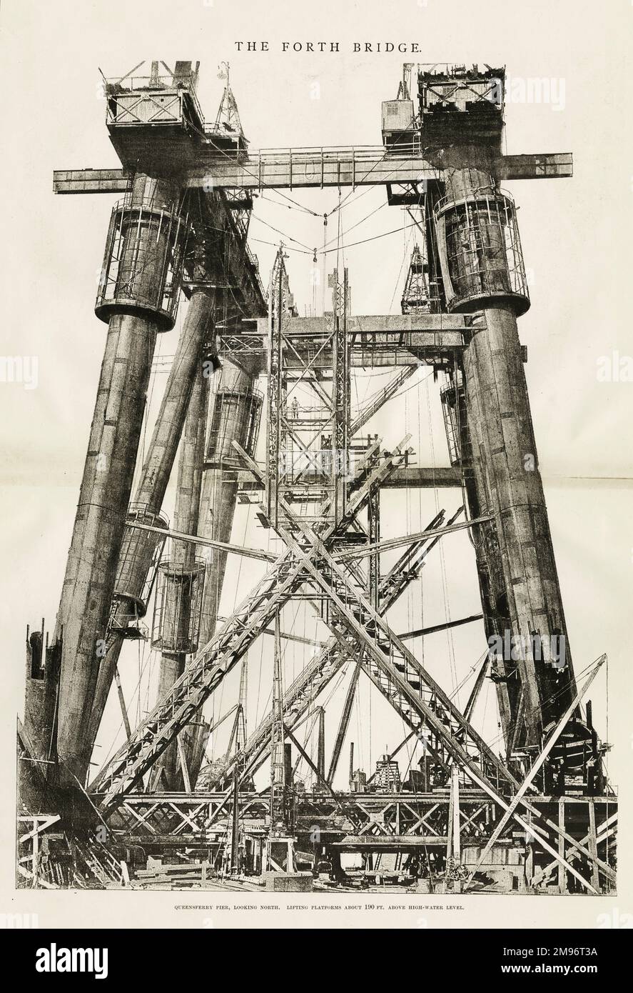 The Forth Bridge: Queensferry Pier, looking south, Lifting platforms ...