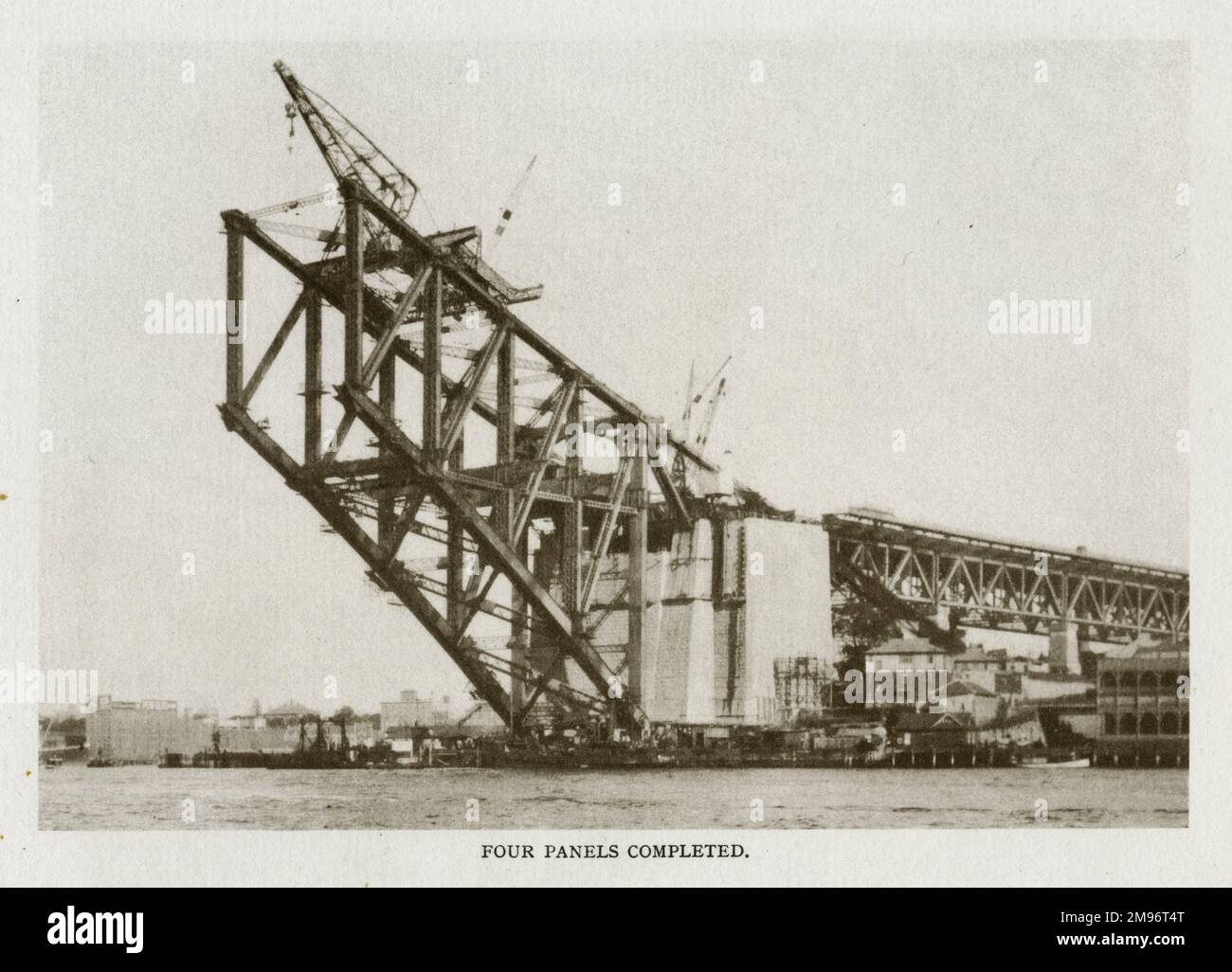Sydney Harbour Bridge under construction: four panels completed Stock ...