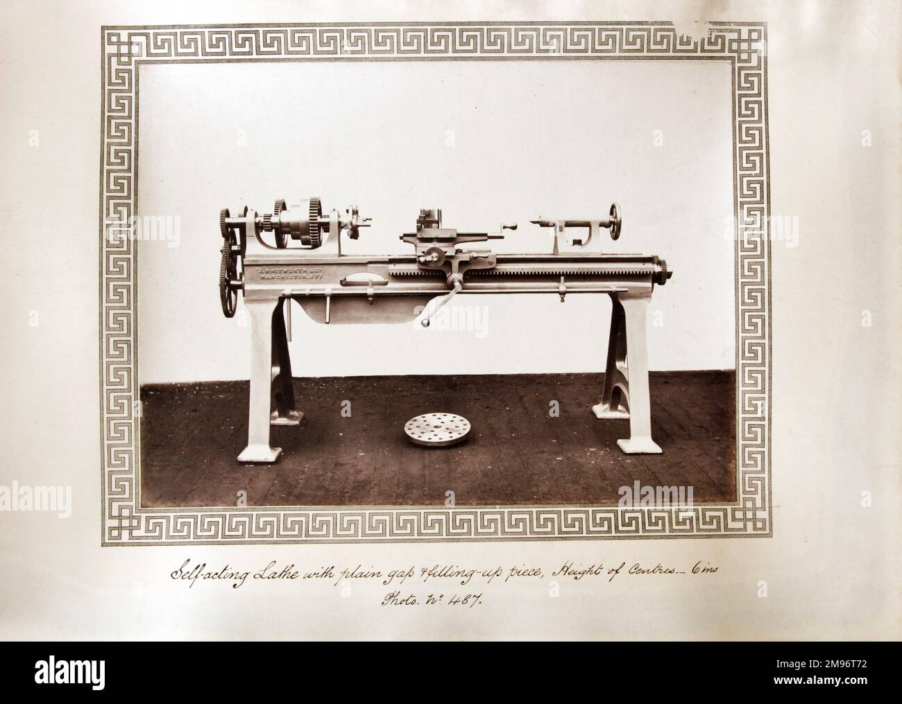 Self-acting lathe with plain gap and filling up piece. Height of ...