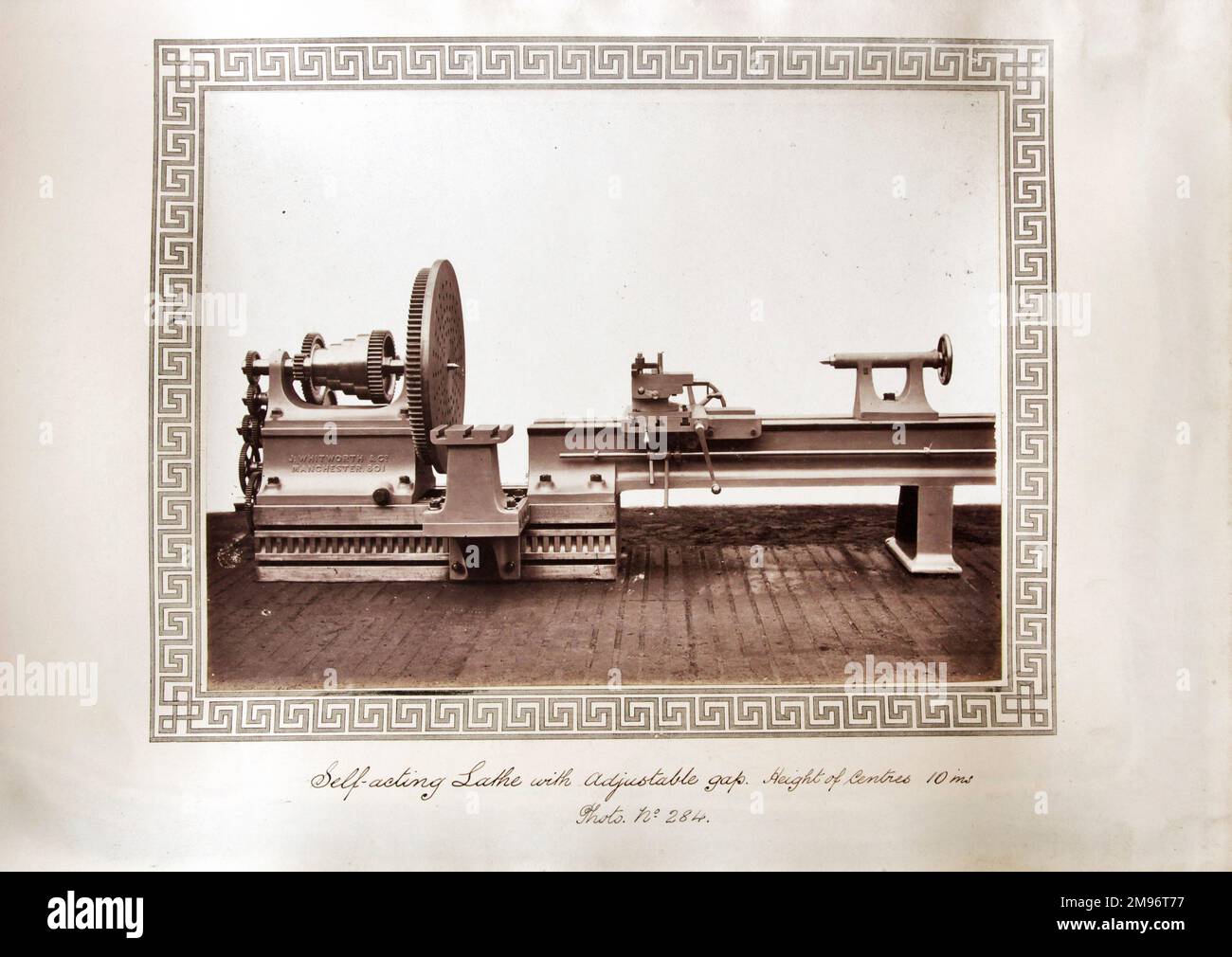 Self-acting lathe with adjustable gap. Height of centres 10 inches ...
