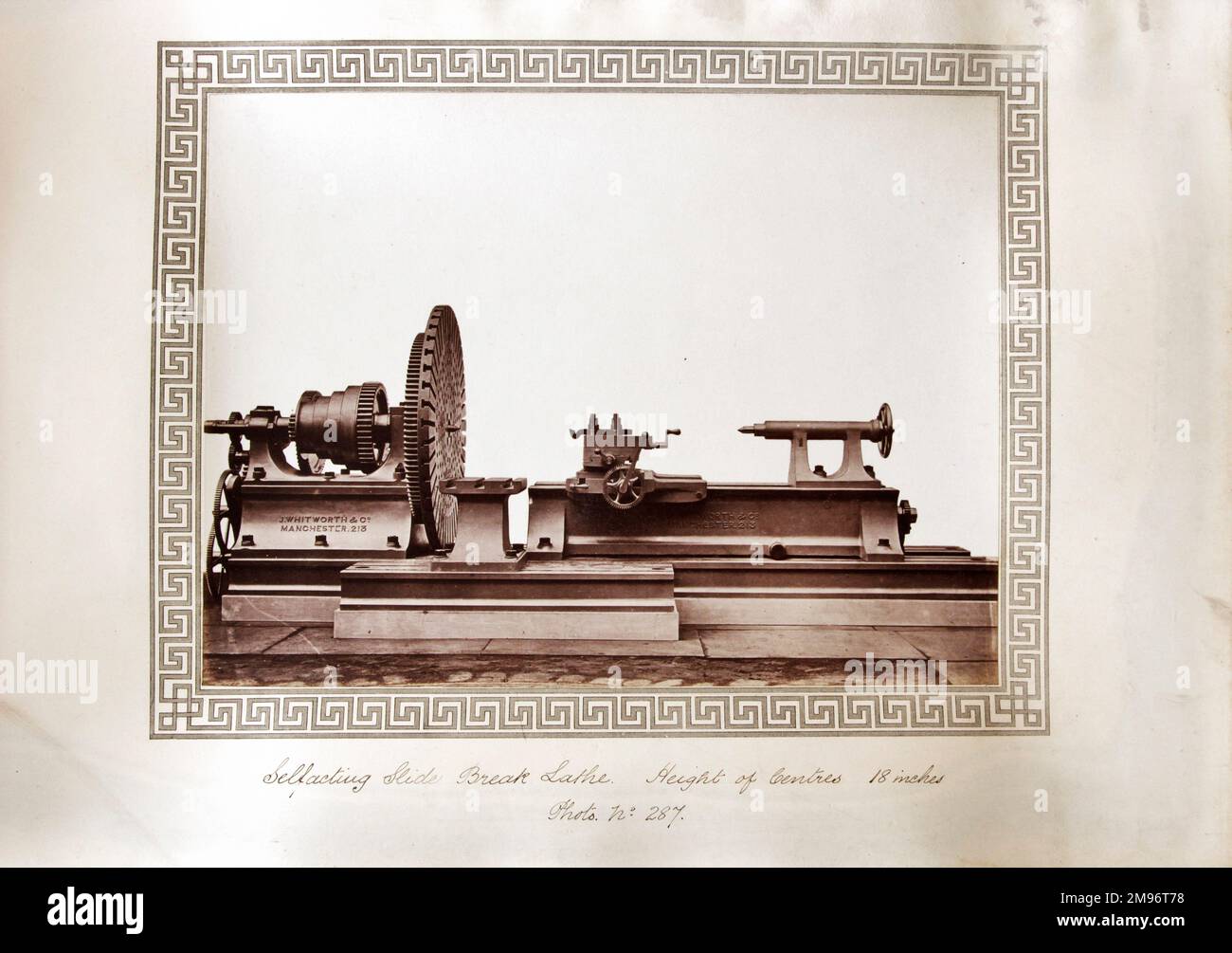 Self-acting slide break lathe. Height of centres 18 inches Stock Photo ...