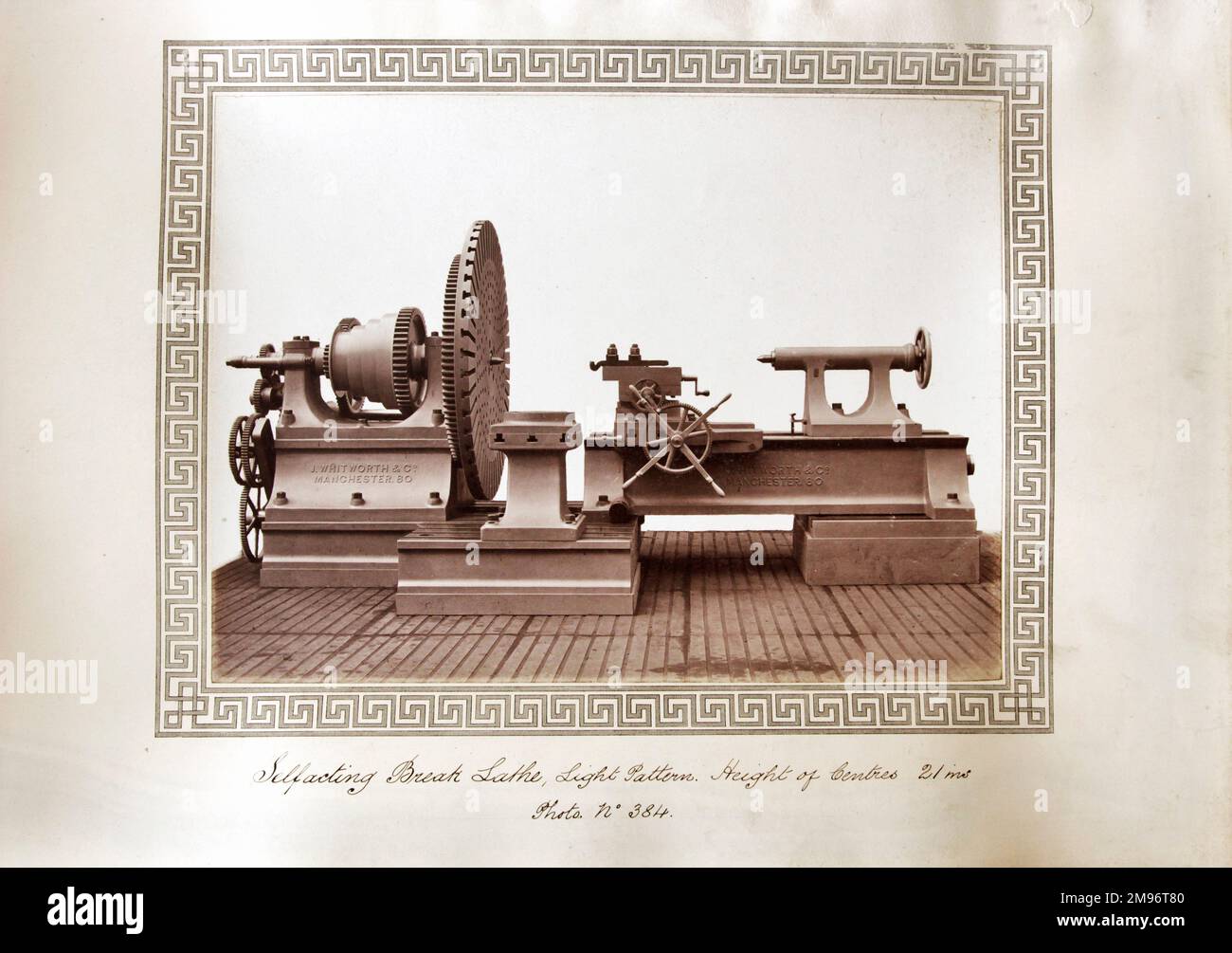 Self-acting break lathe, light pattern. Height of centres 21 inches ...