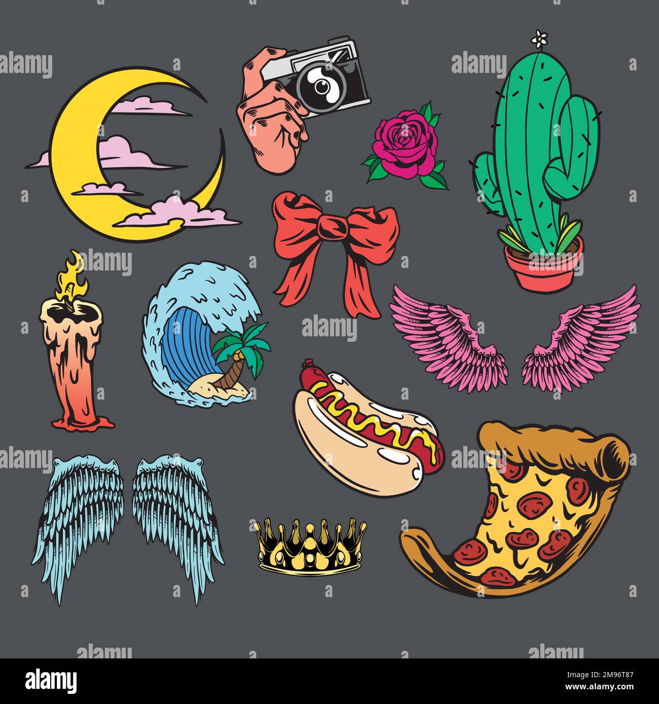 Colorful cute sticker collection vector Stock Vector Image & Art - Alamy