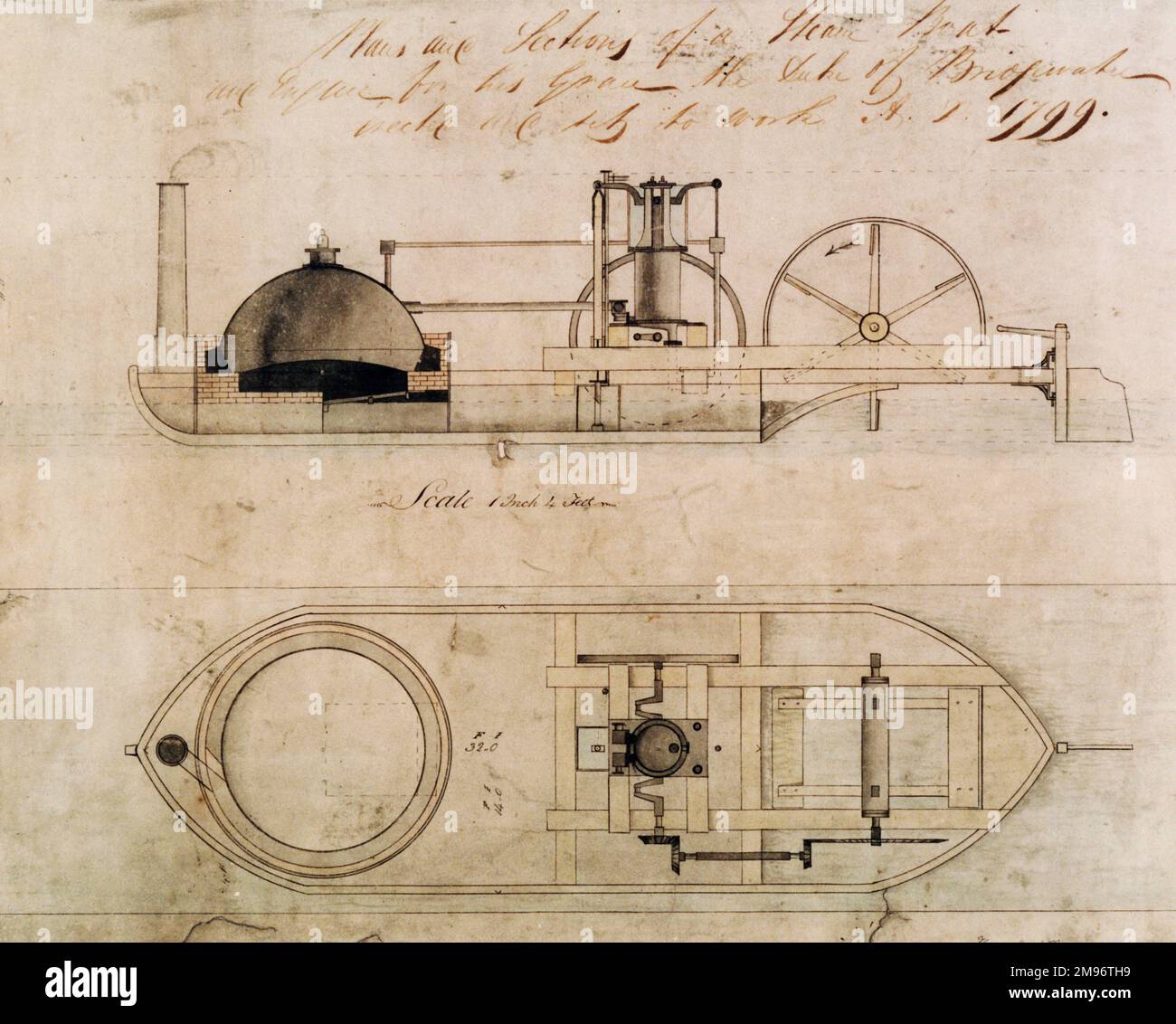 Bridgewater canal boat diagram, by William Sherratt, 1799 Stock Photo ...