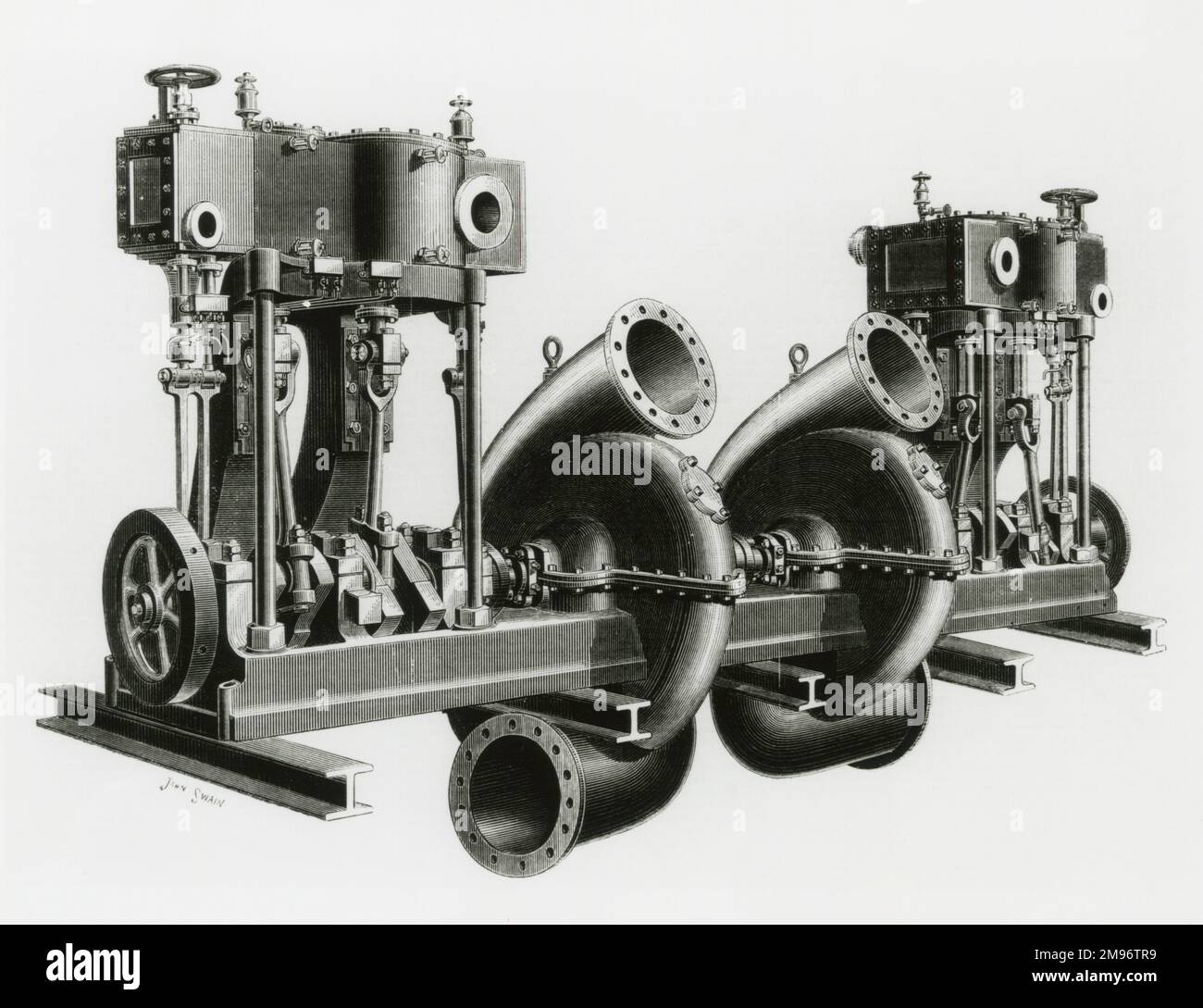 Centrifugal pumping engines by W H Allen & Co., London Stock Photo - Alamy