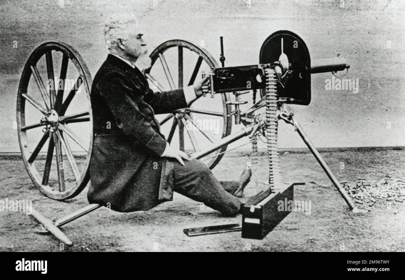 Hiram Maxim and gun Stock Photo - Alamy