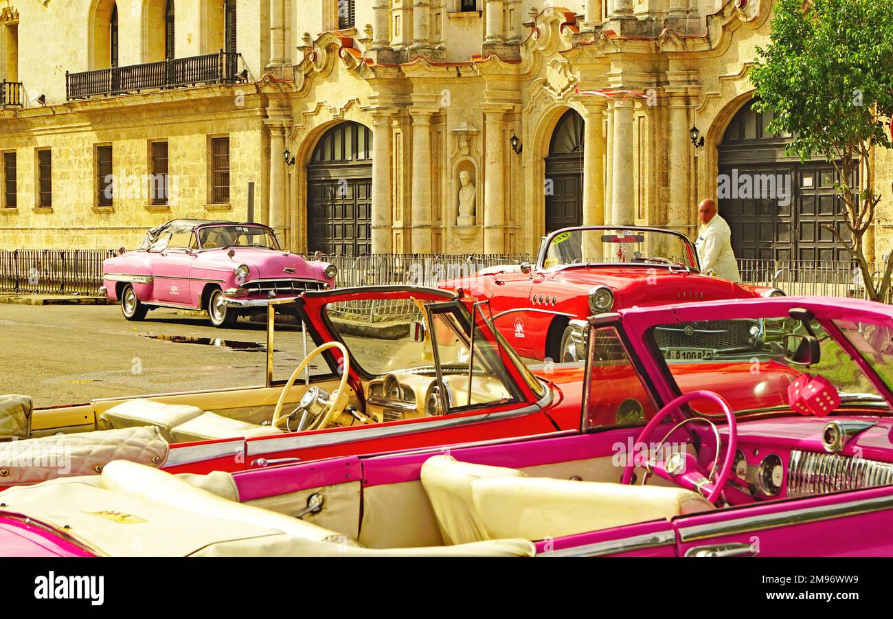 Classic cars in the Havana in Republic of Cuba, Caribbean Stock Photo ...