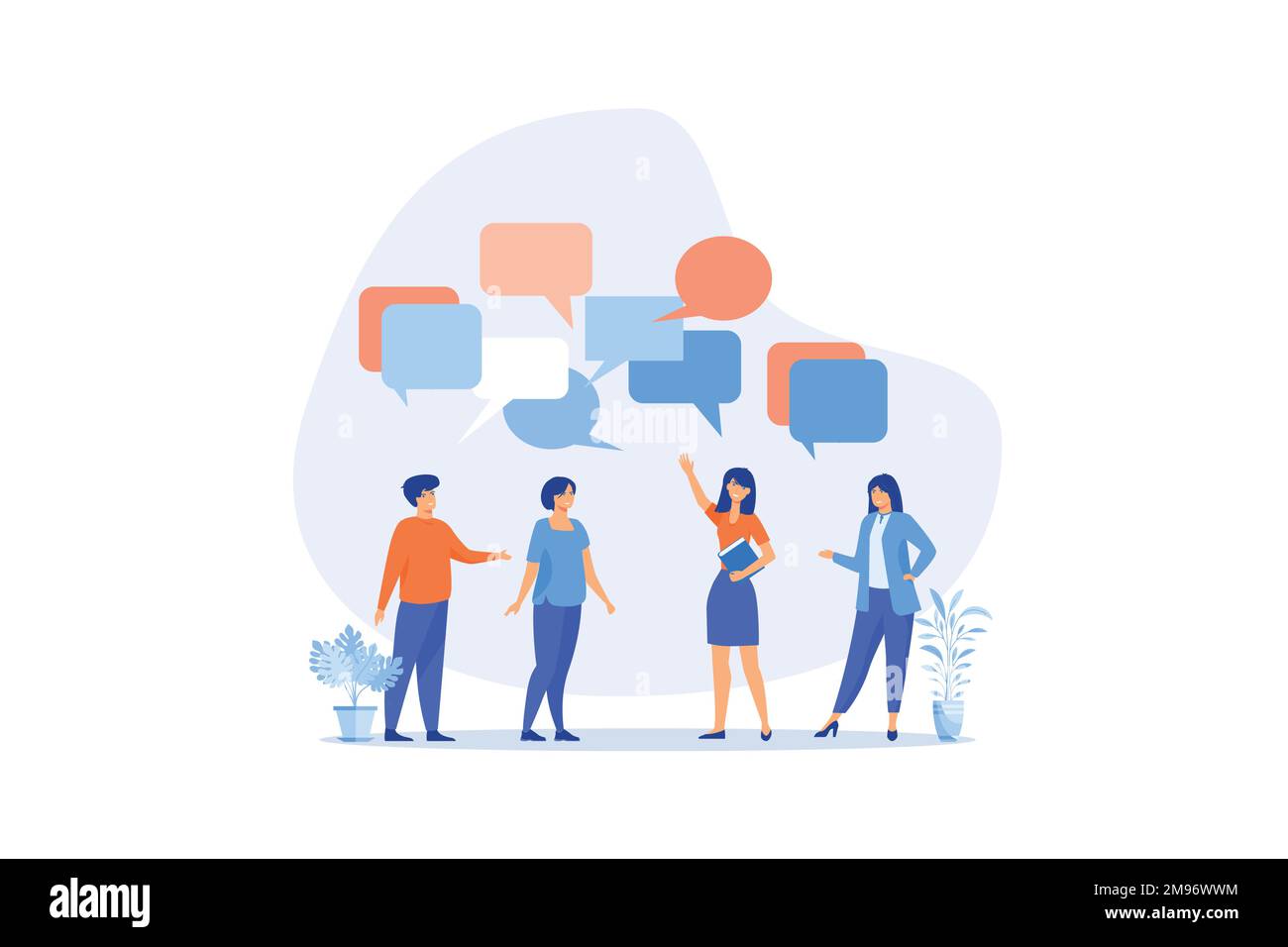 Discussion, conversation or brainstorming for idea, meeting, debate or ...