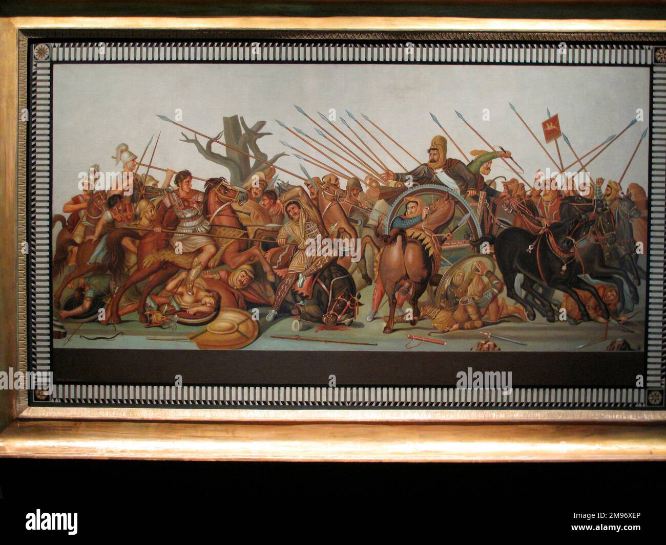 Italy, Pompeii: Mosaic of a battle of Alexander, the Great (left ...