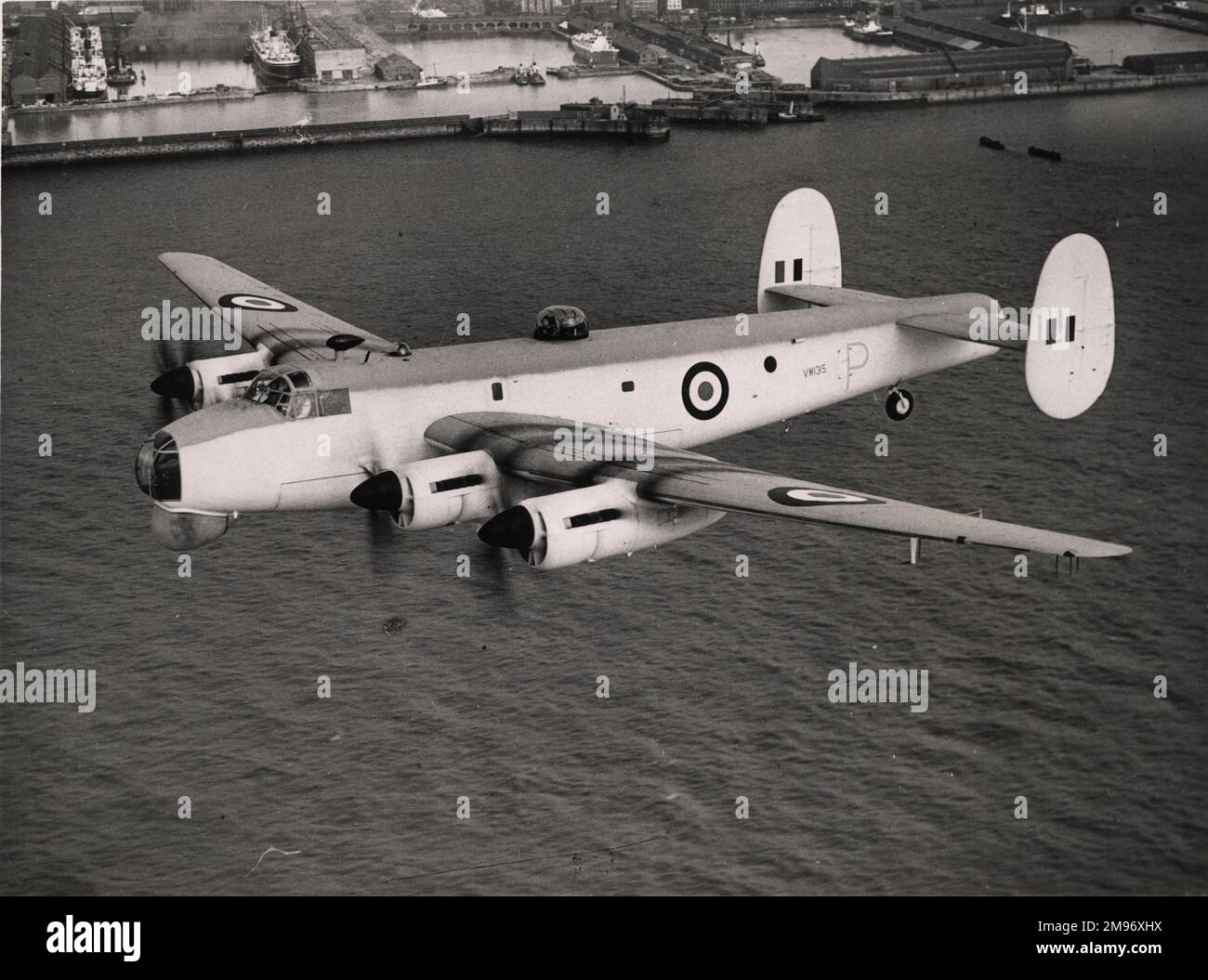Avro Shackleton MR1, VW135, the third prototype, flying off Liverpool ...