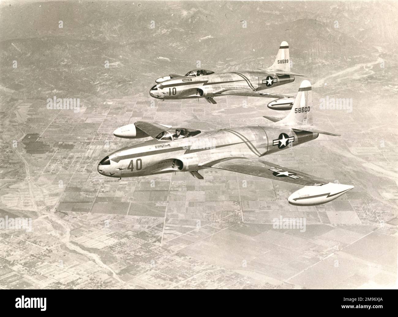Lockheed F-80B-1-LO Shooting Stars, 45-8599 and 45-8600, of the USAF ...